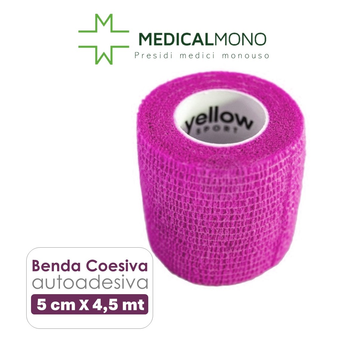 Benda COLORATA coesiva autoadesiva TNT cm 5 x4,5 mt